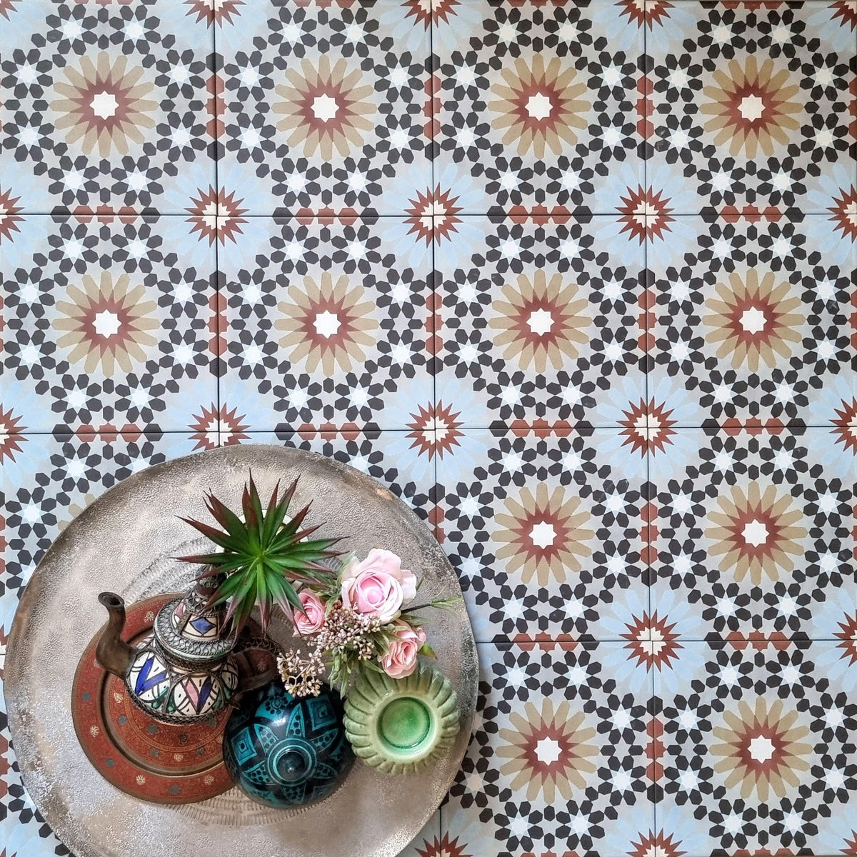 Fizaan Carnival Moroccan Pattern Tile 20cm x 20cm — Artisan Ceramica