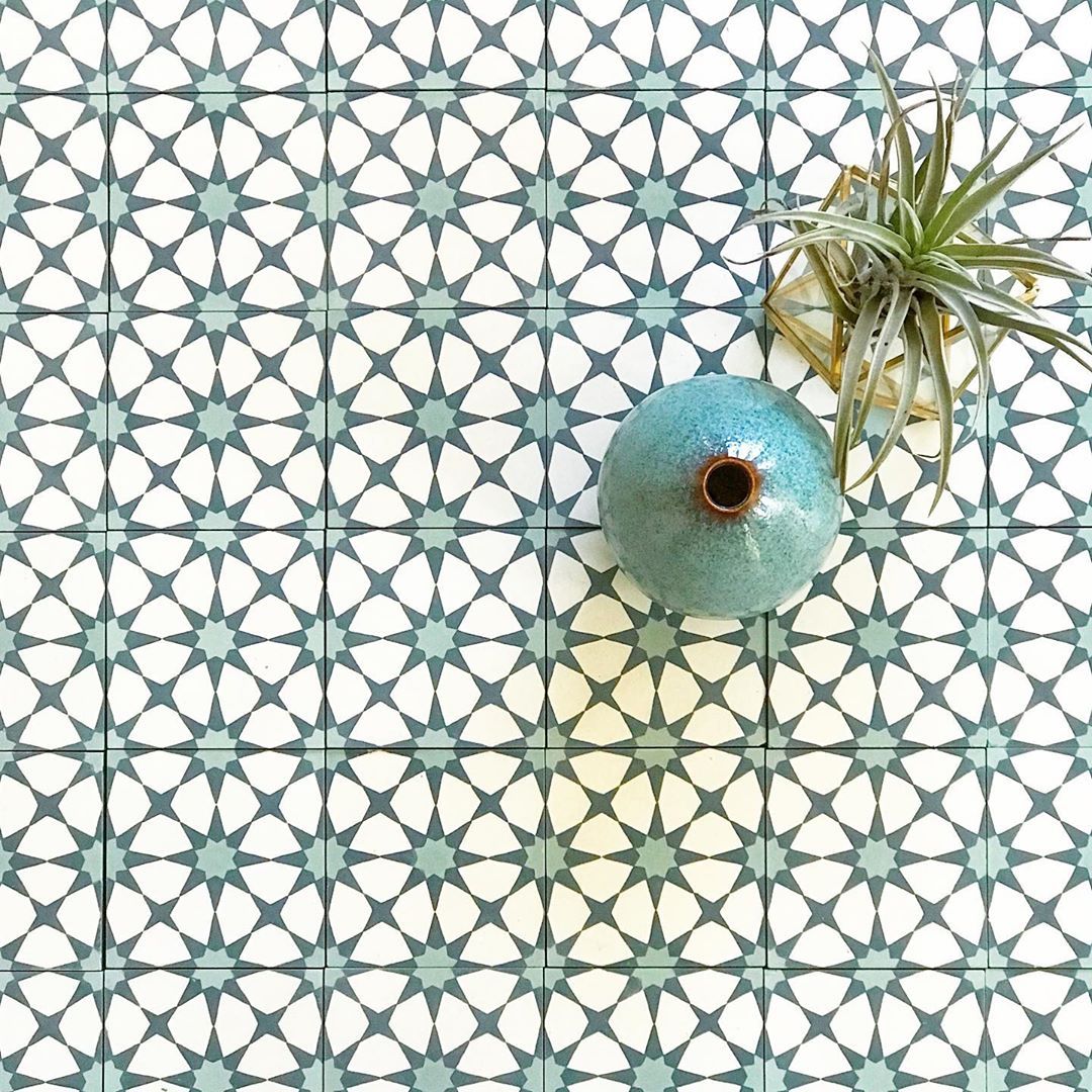 Agraba Green Moroccan Tile | Green Patterned Tiles | 20cm x 20cm | Wal ...