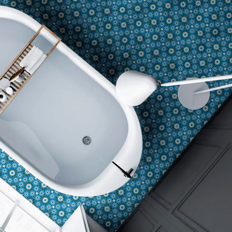 Fizaan Lake Blue Moroccan Pattern Tile 20cm x 20cm — Artisan Ceramica