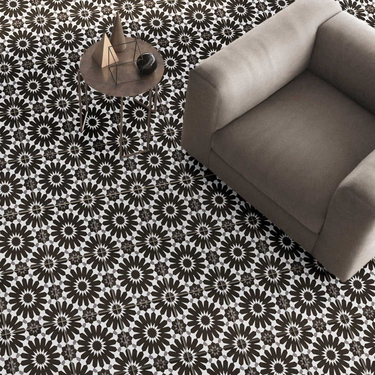 Fizaan Federal Black & White Porcelain 20cm x 20cm — Artisan Ceramica