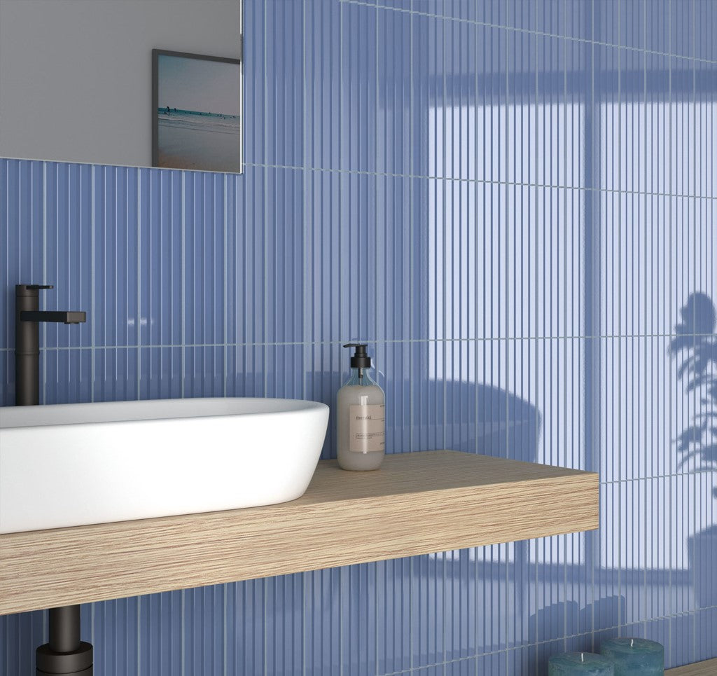 Gallery 3D Fluted DECOR Tile Banyan Blue Gloss 5cm x 20cm — Artisan ...