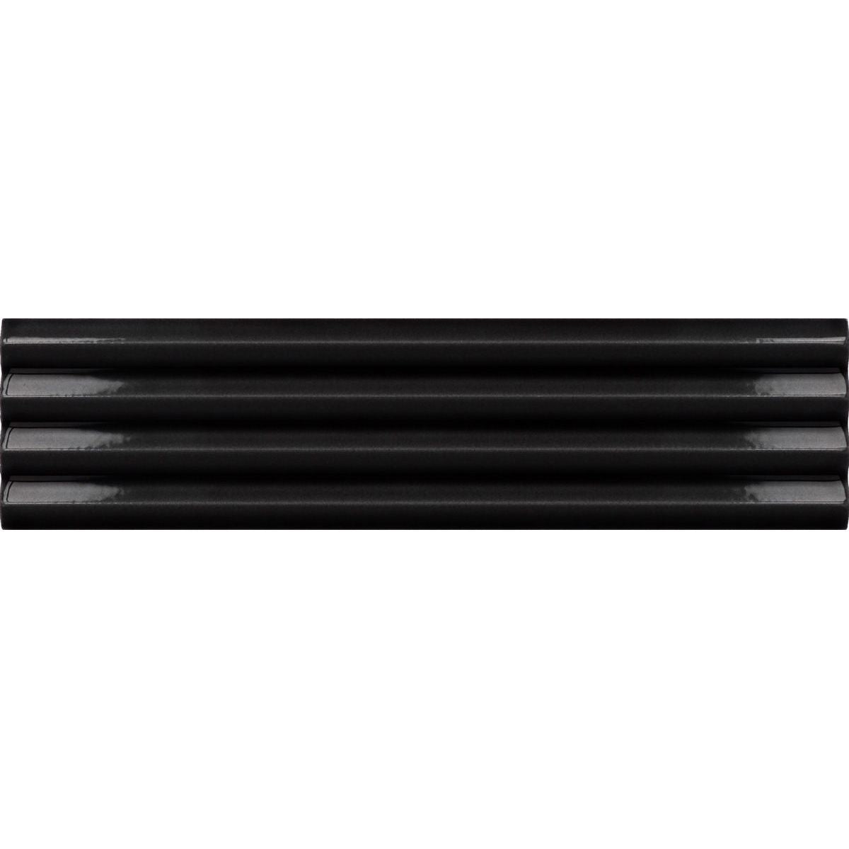 Gallery 3D Fluted DECOR Tile Black Gloss 5cm x 20cm — Artisan Ceramica