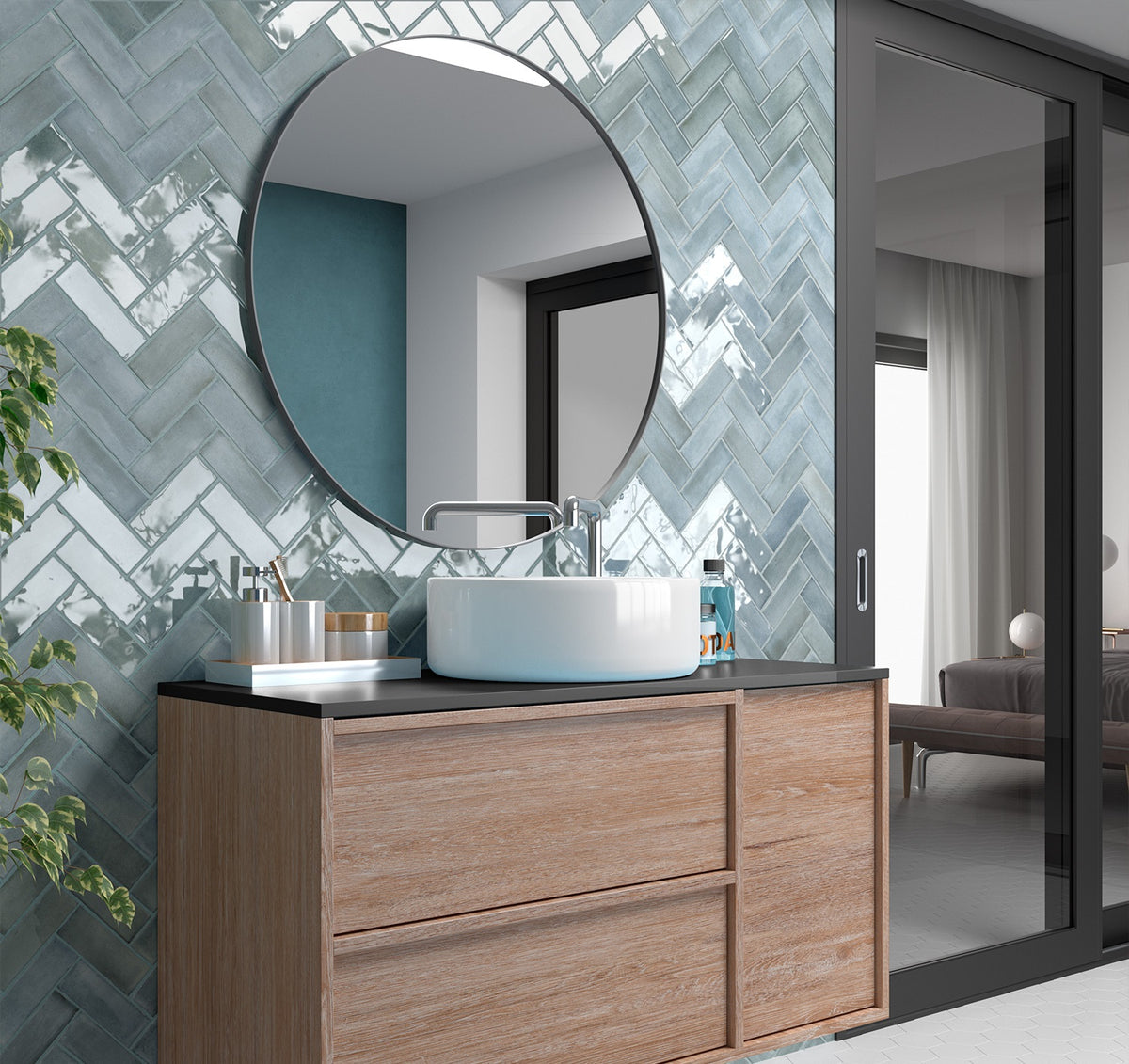 Atlas Blue Mini Brick GLOSS Tile 5cm x 15cm — Artisan Ceramica