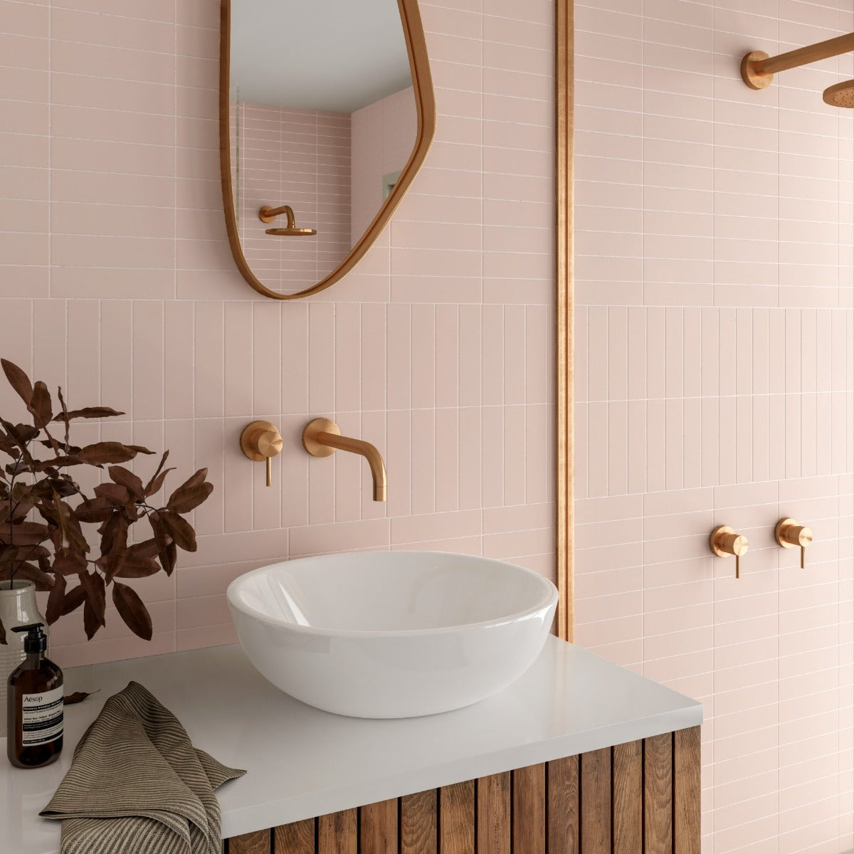 Gallery Brick Tile Stony Pink Matt 5cm x 20cm — Artisan Ceramica