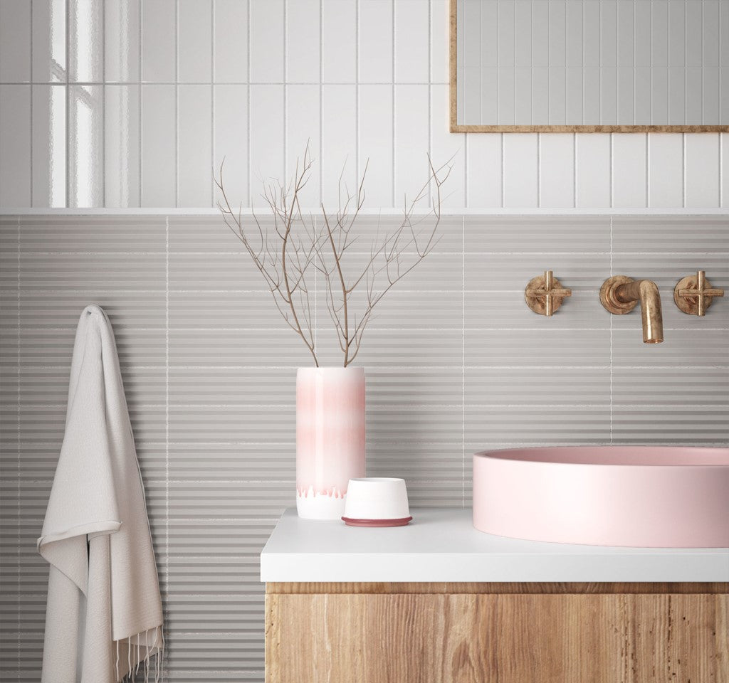 Gallery 3D Fluted DECOR Tile Grey Matt 5cm x 20cm — Artisan Ceramica