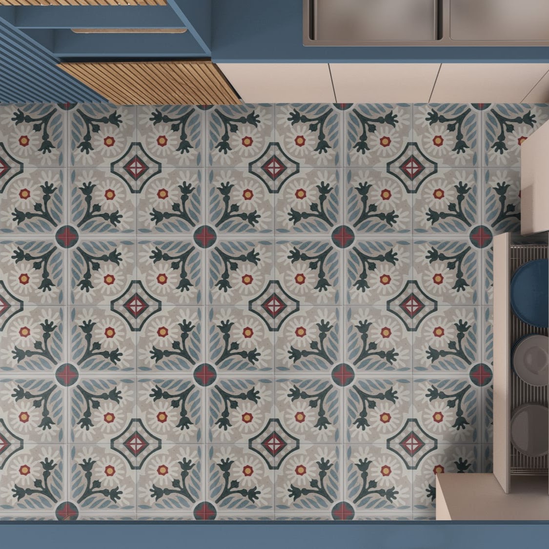 Sakura Daisy Moroccan Wall and Floor Tile 20cm x 20cm — Artisan Ceramica