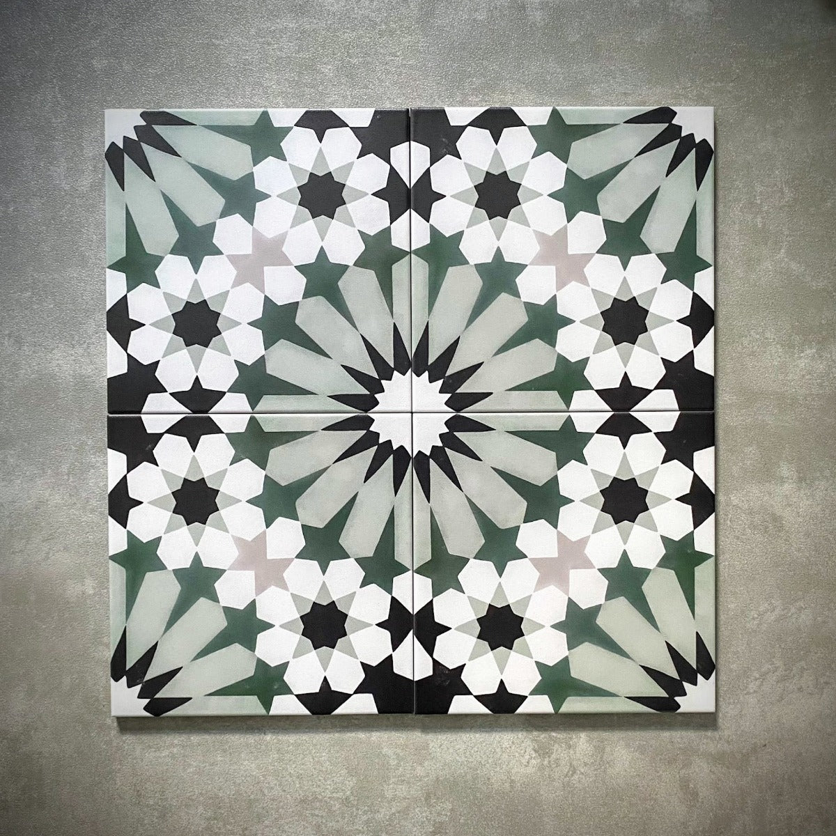 Fizaan Orchid Green Moroccan Pattern Tile 20cm x 20cm — Artisan Ceramica