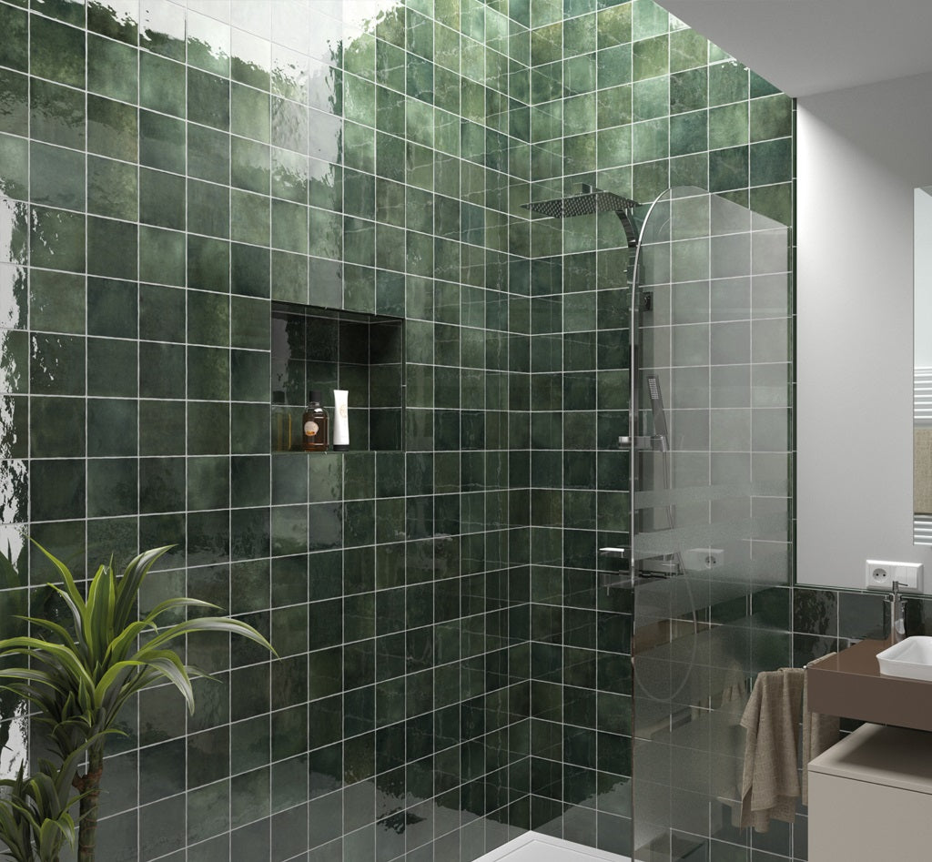 Zellij Tile cuadrado | Moss Green Gloss | Minezo marroquí | 13.2cm x 1 ...
