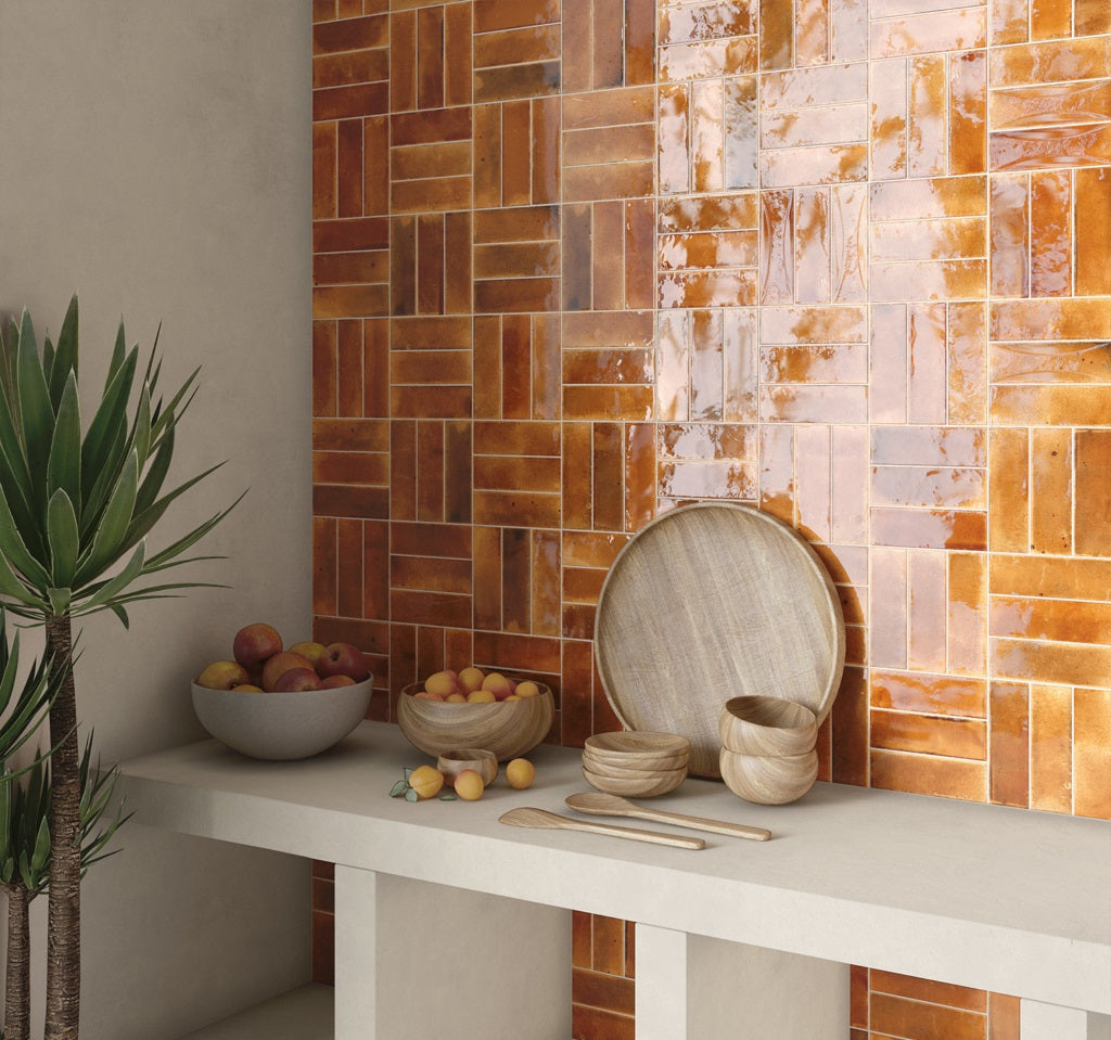 Beijing Brick Tile | Orange Gloss | Moroccan Tile | 5.1cm x 16.1cm ...