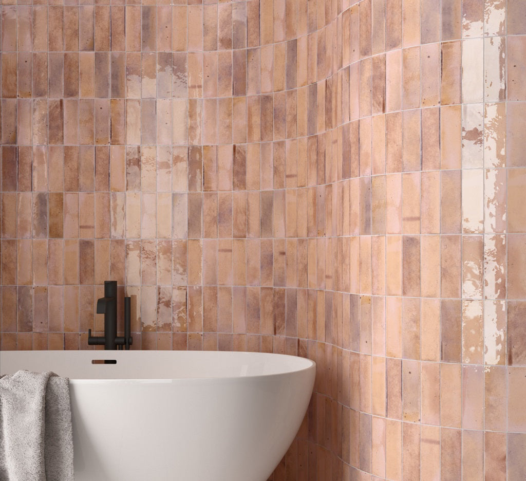 Beijing Brick Tile | Pink Gloss | Moroccan Tile | 5.1cm x 16.1cm ...